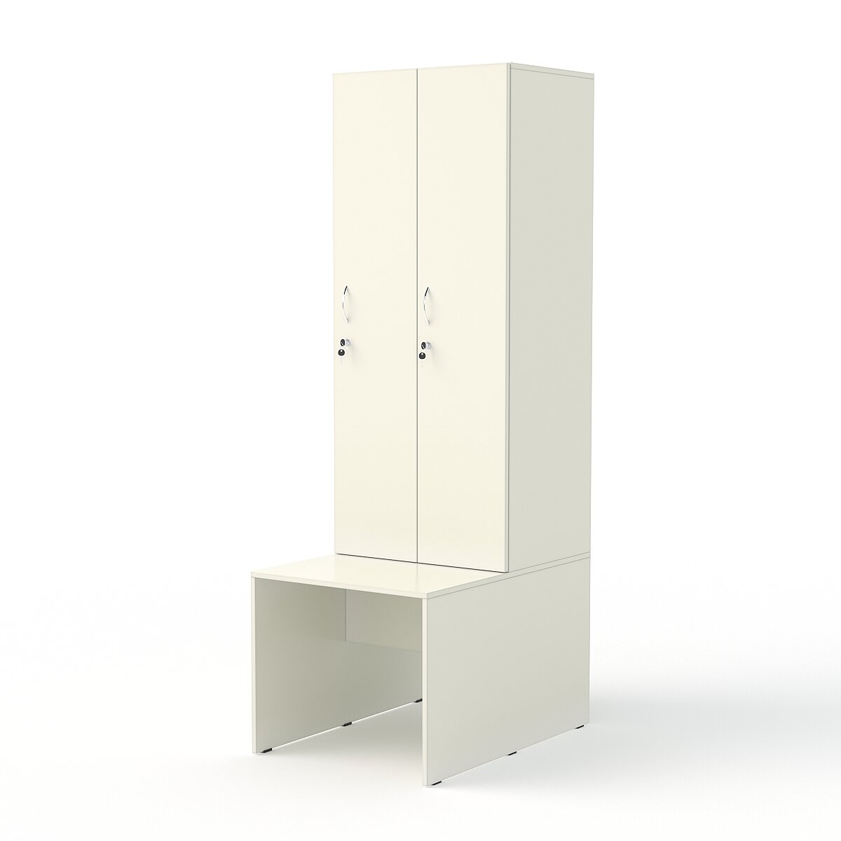 Шкаф для раздевалок "тренер" №1А со скамейкой, Белый. Производитель товара - компания Westcom.