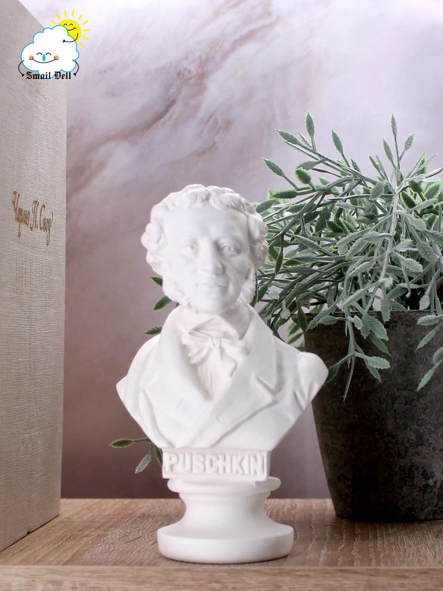 Статуэтка бюст А. С. Пушкин № 3 , 13 см , гипс , цвет белый матовый