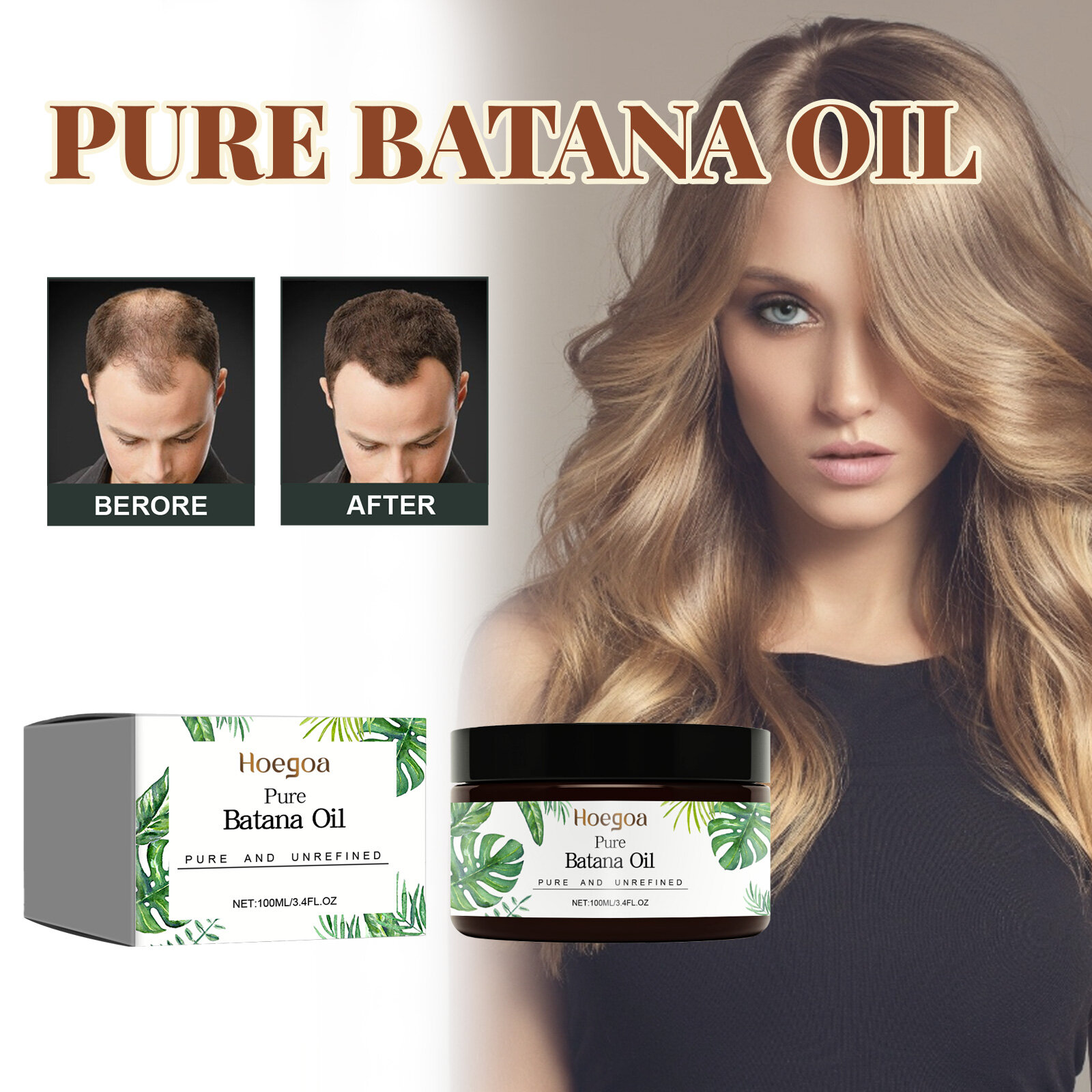 Масло для роста волос Hoegoa Batana ухаживает за кожей головы, увлажняет сухие и жесткие волосы и смягчает кончик волоса