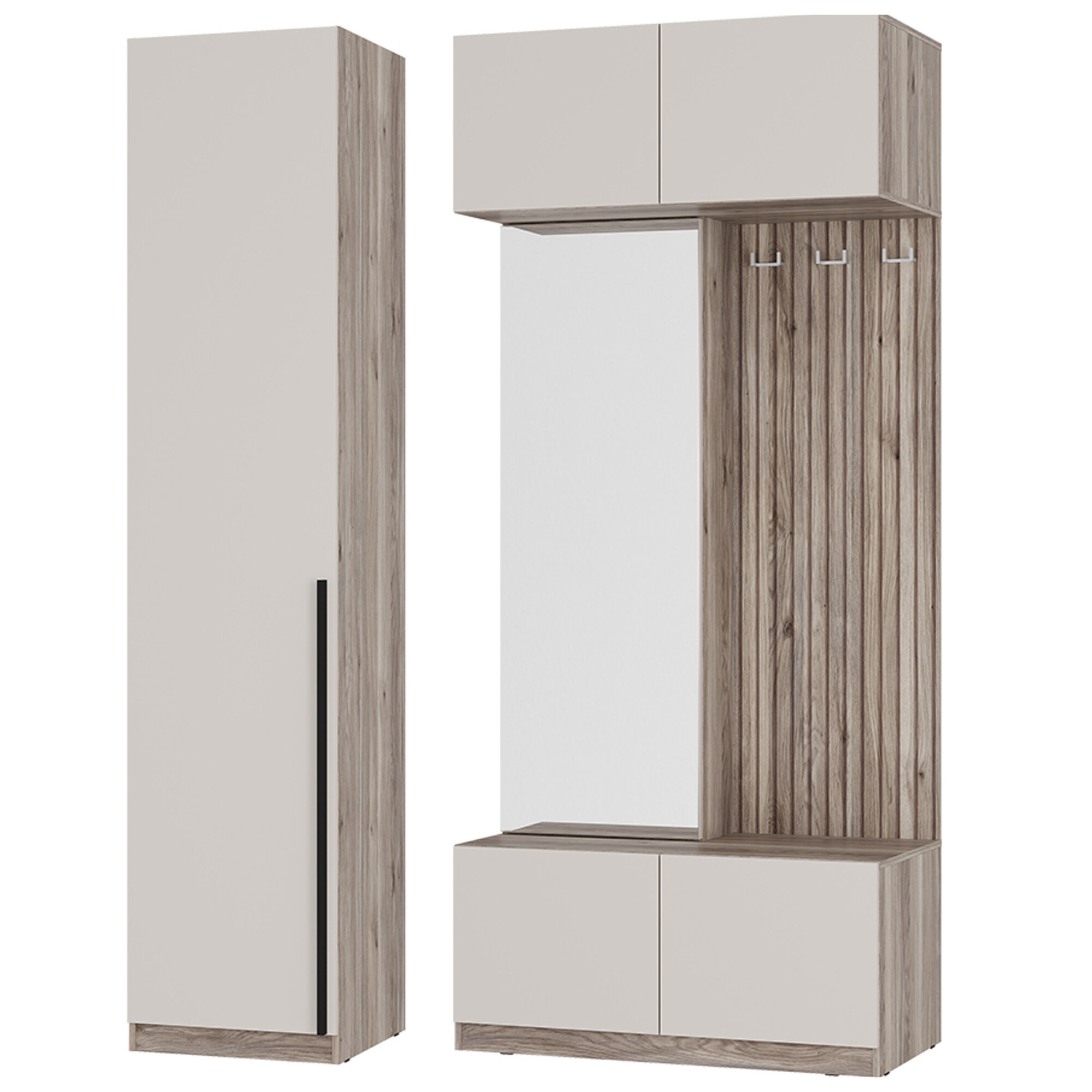 Прихожая ЛДСП модульная Урбан 1.5 метра. Дуб Смоки/Кашемир