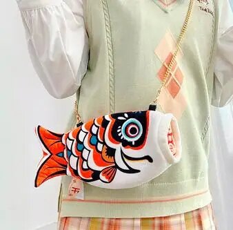 Кои Рыба Карп Сумка через плечо Китайский Новый Год Талисман Мягкая плюшевая игрушка orange 1pc