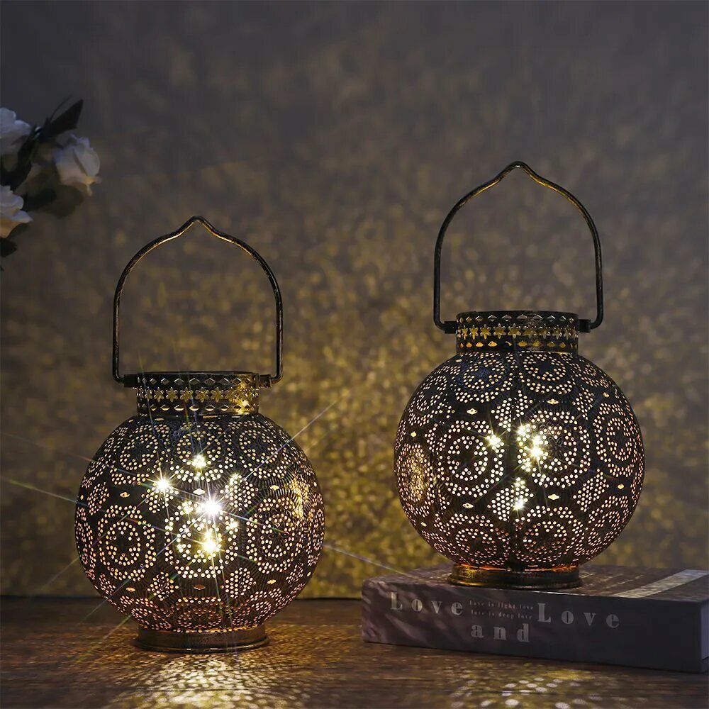 Набор из 4 марокканских декоративных ламп, высотой 7', работающих на батарейках, беспроводные лампы, black