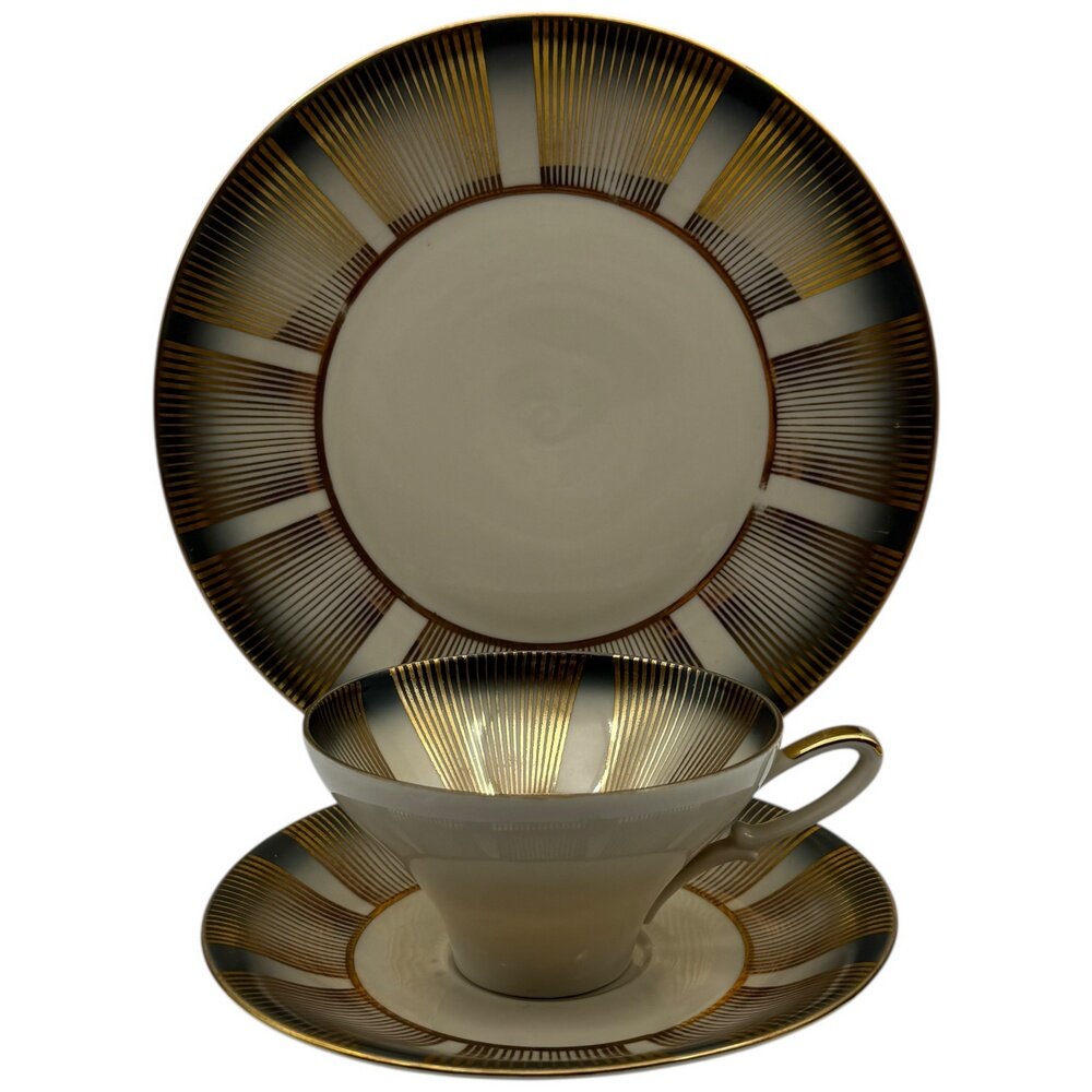 Чайное трио "Секвенция", 200 мл, 1907-1945 гг, фарфор, позолота, Winterling, Бавария, Германия