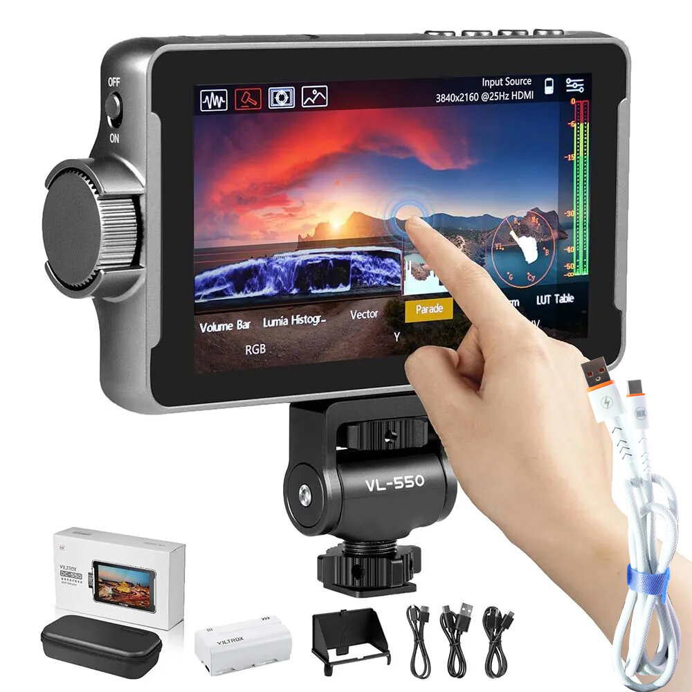 VILTROX DC-550 Pro Сенсорный экран 4K HDMI Монитор поля камеры 5,5 дюйма 3D LUT IPS HD 1920x1080 с аккумулятор