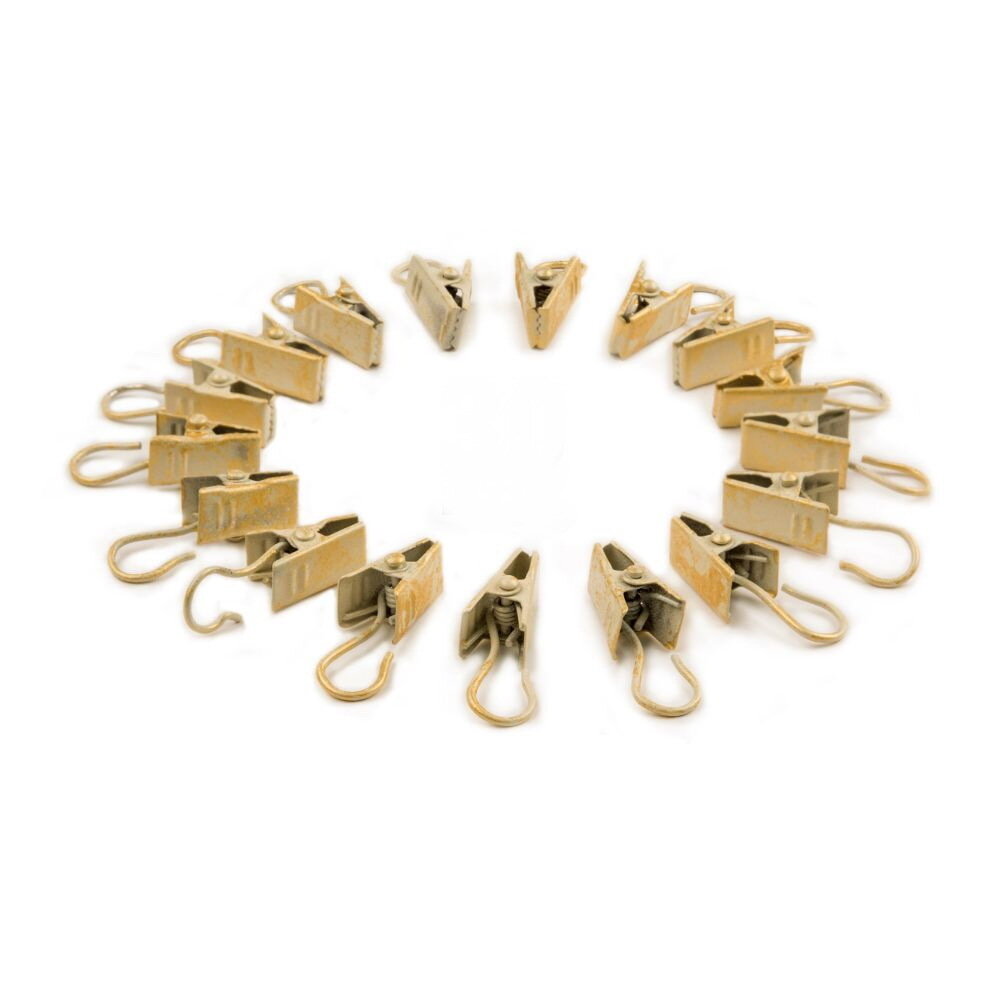 Зажимы крокодильчики для штор крокодильчики, металлические, для колец карниза 50 шт. Белое золото