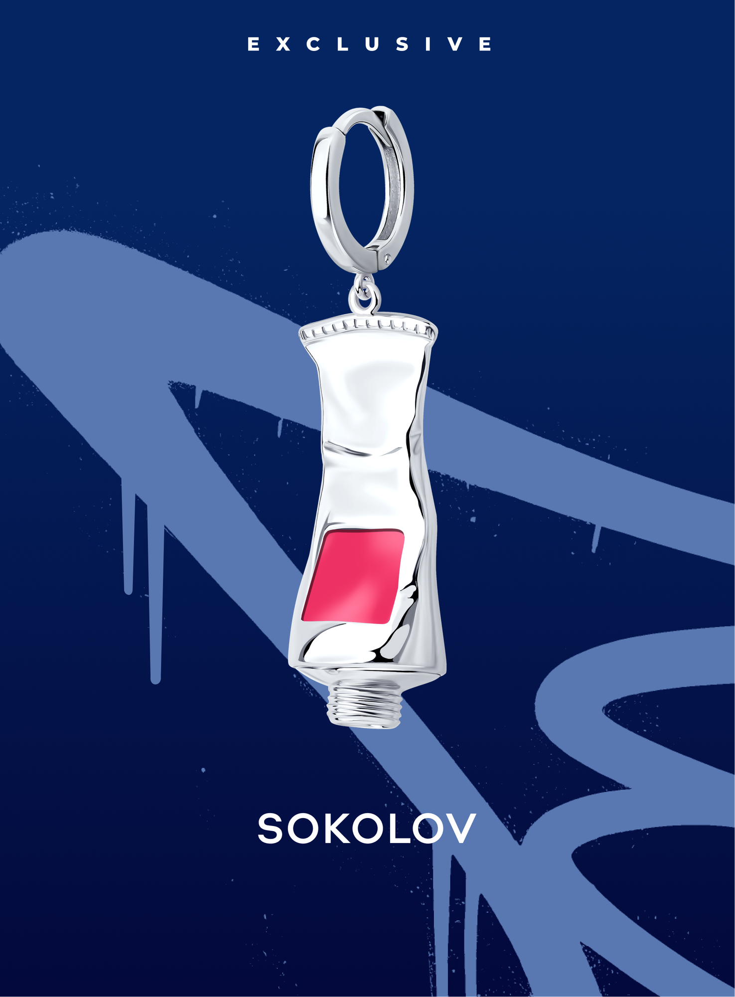 Моносерьга, серебро, 925 проба, родирование