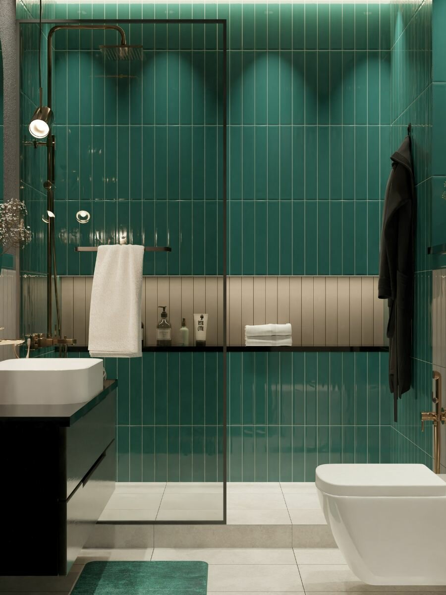 Плитка керамическая "модена 1" 40Х6,4 см, глянец, бирюзовый 0,87 м2