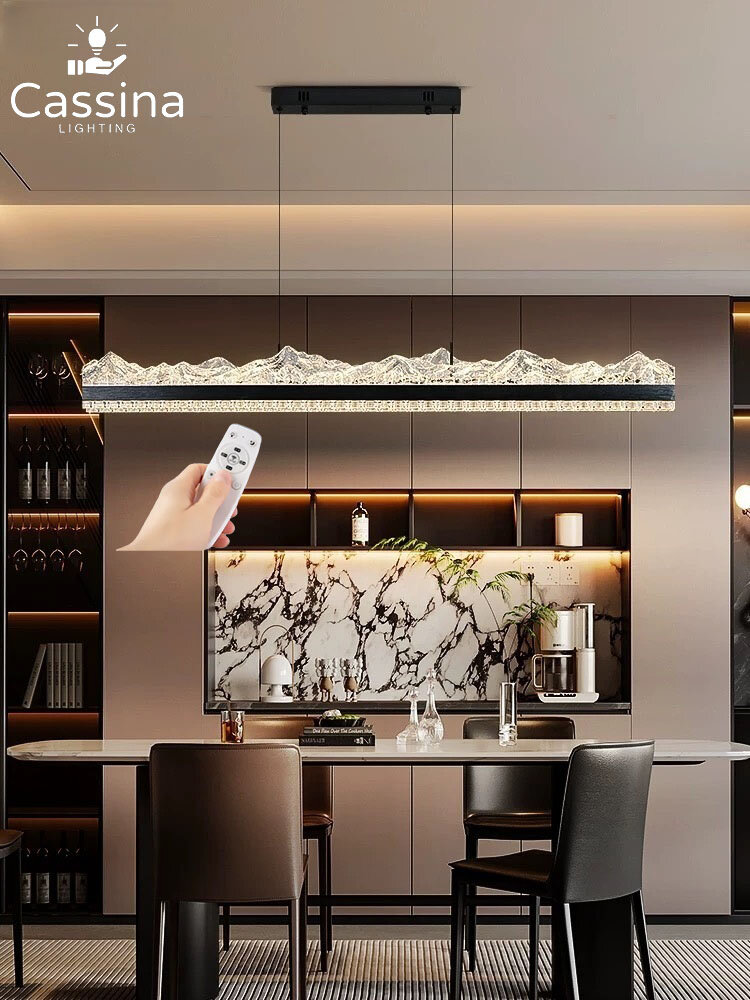 Люстра потолочная светодиодная DD77-HC120 Cassina для кухни чёрный + прозрачный 1200*70*1500MM LED 95W