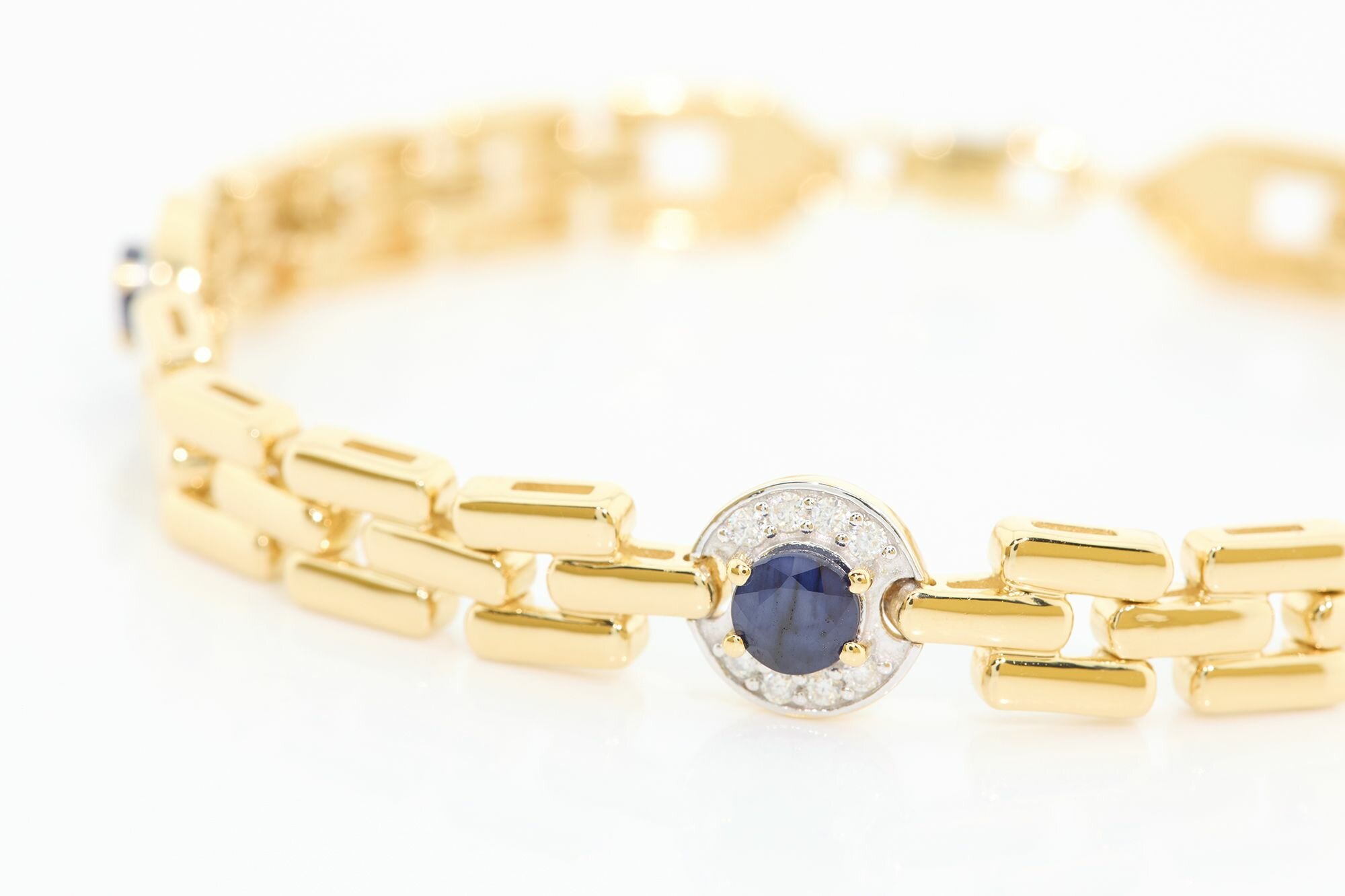 Браслет, 925 проба, сапфир, муассанит