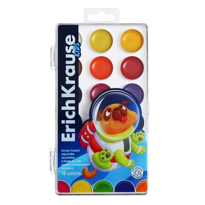 Краски акварельные Erich Krause "Kids Space Animals", 18 цветов, медовая (61361)