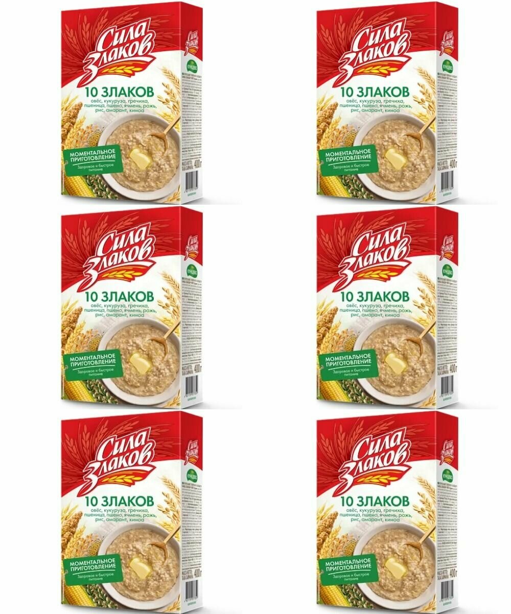 Сила Злаков хлопья крупяные Десять злаков, 400гр, 6 шт