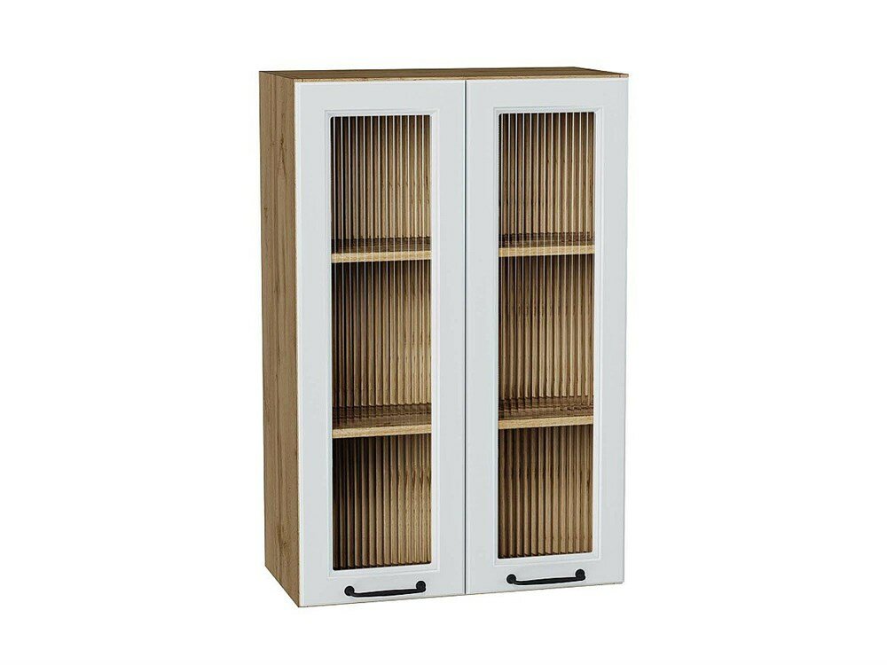 VVT Кухонный Шкаф верхний с 2-мя остекленными дверцами Ницца Дуб Вотан, Blanco, 920, 600, Moru, каркас ЛДСП Дуб Вотан, фасад МДФ/Стекло Blanco, 920*600*318