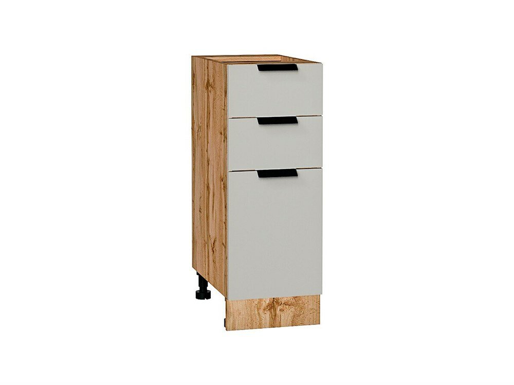 VVT Шкаф нижний с 3-мя ящиками Евро Дуб Вотан, Агат, 300 В*Ш*Г 816*300*478, фасад МДФ Агат, корпус Дуб Вотан Агат