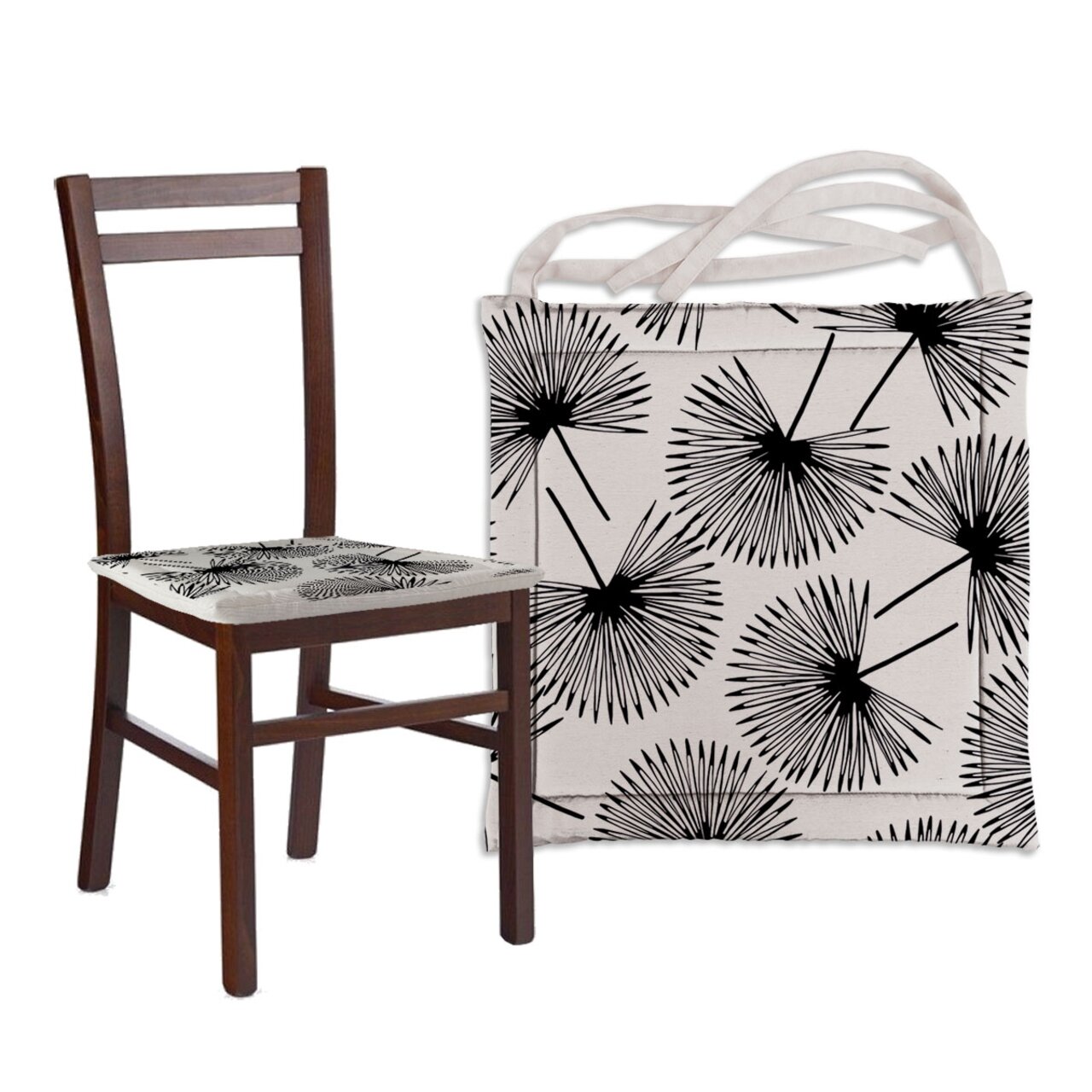 Grand Style Подушка на стул Одуванчики 39х39х2 см с фотопечатью на рогожке