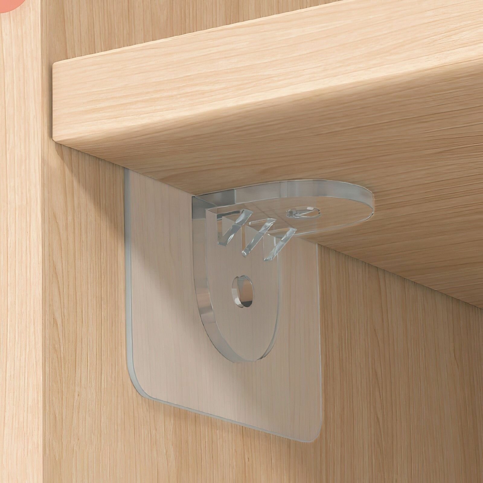 Полкодержатель с клейкой поверхностью тундра, 60 60 мм, одинарный, прозрачный, 4 шт