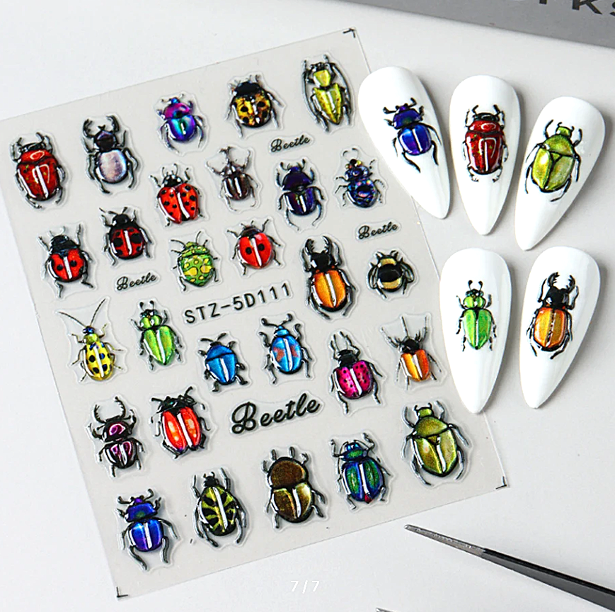 5D виниловые наклейки для ногтей "STZ-5D111" / Стильные слайдеры / 8см х 6.2см