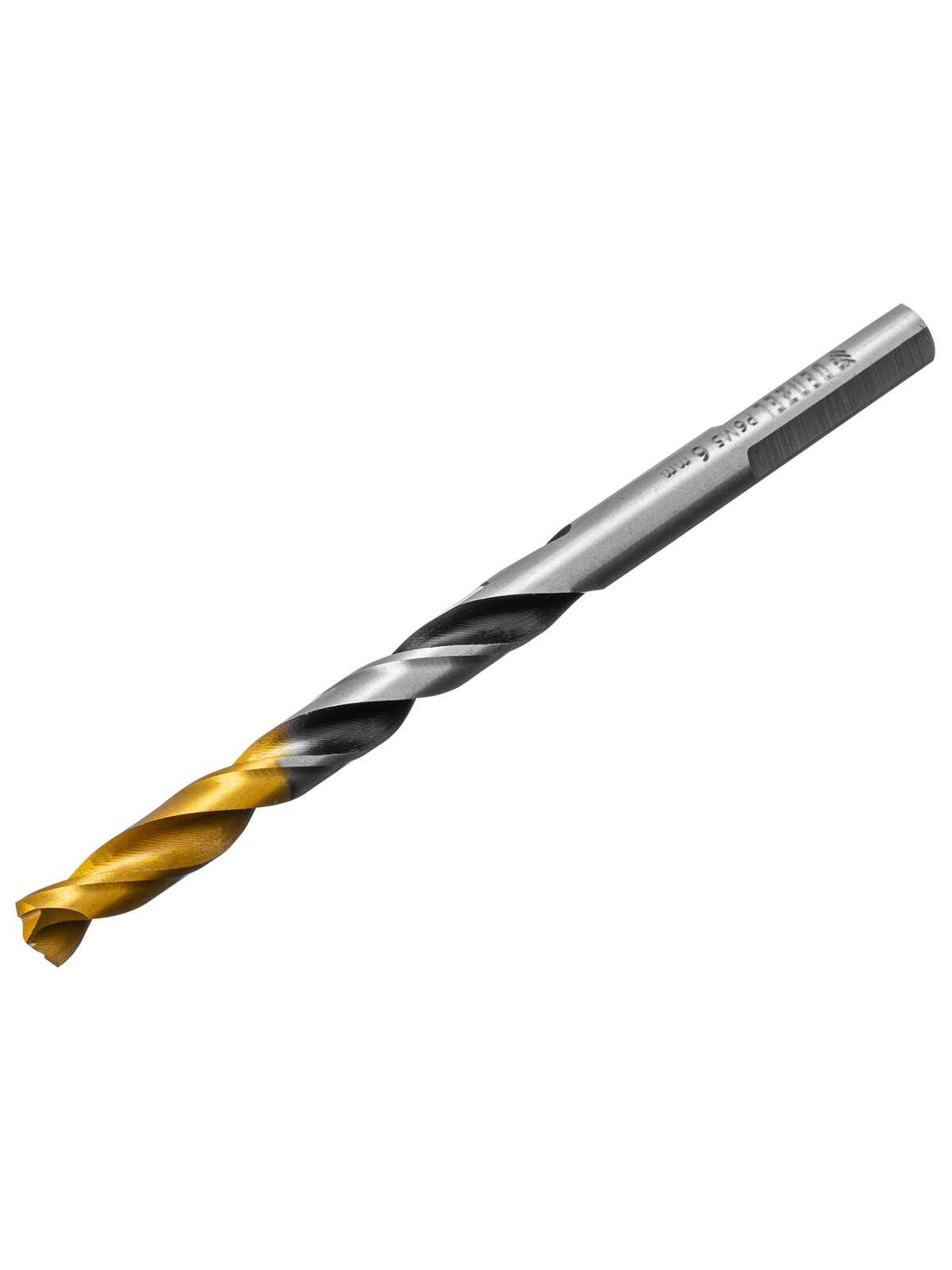 Сверло по металлу спиральное Denzel Golden Tip, 6 x 93 мм, многогранная заточка, 3-гр. хвостовик, сталь Р6М5, 718278