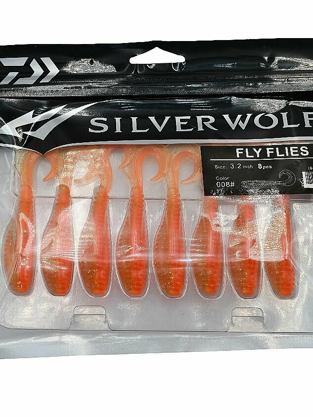 Силиконовые приманки для рыбалки Daiwa Silver Wolf 3.2 дюйма 8 штук на щуку, судака