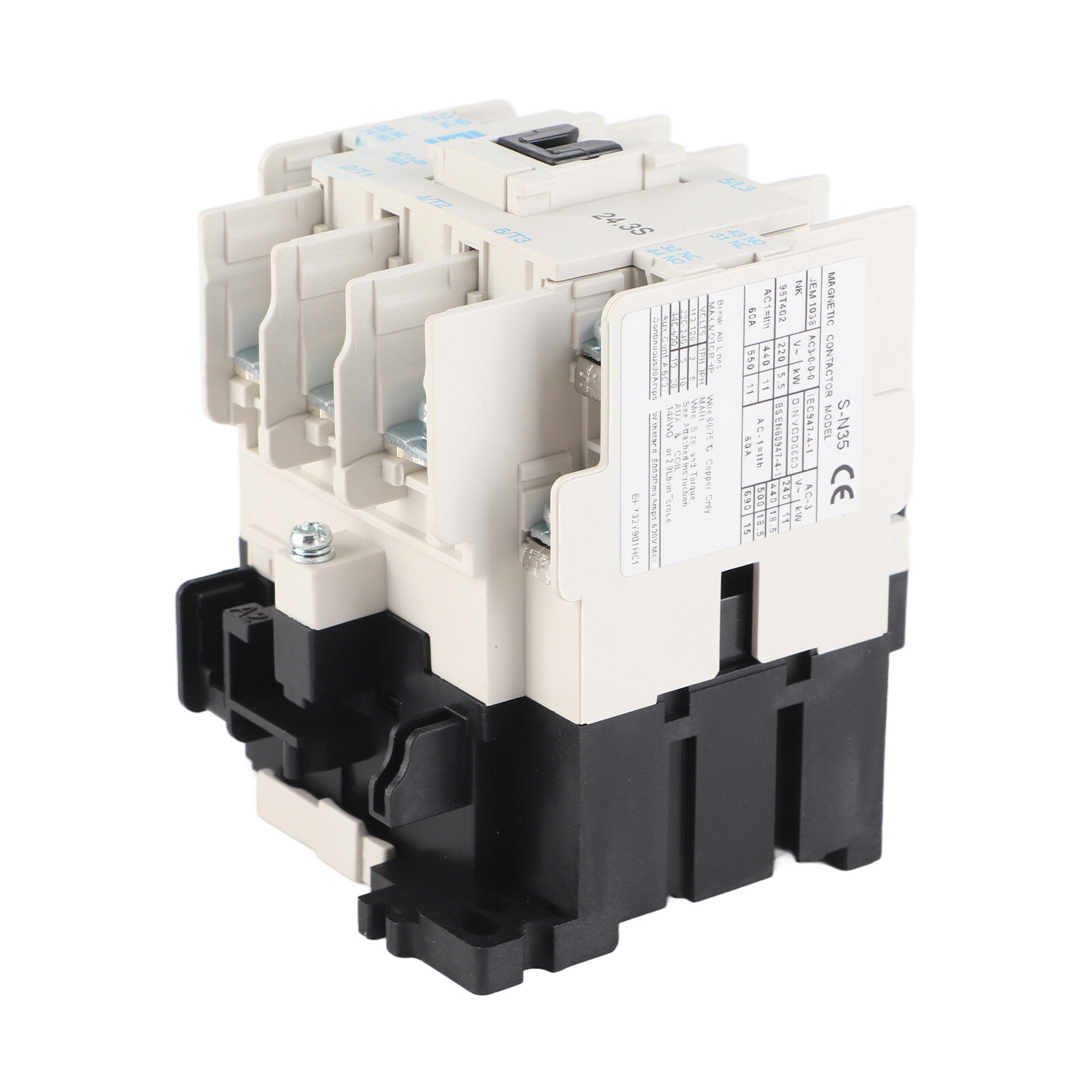 Контактор переменного тока Корпус ПК Медный серебряный контакт 4НО 4НЗ 3-полюсный электромагнитный контактор 50 60 Гц 60 А 220 В