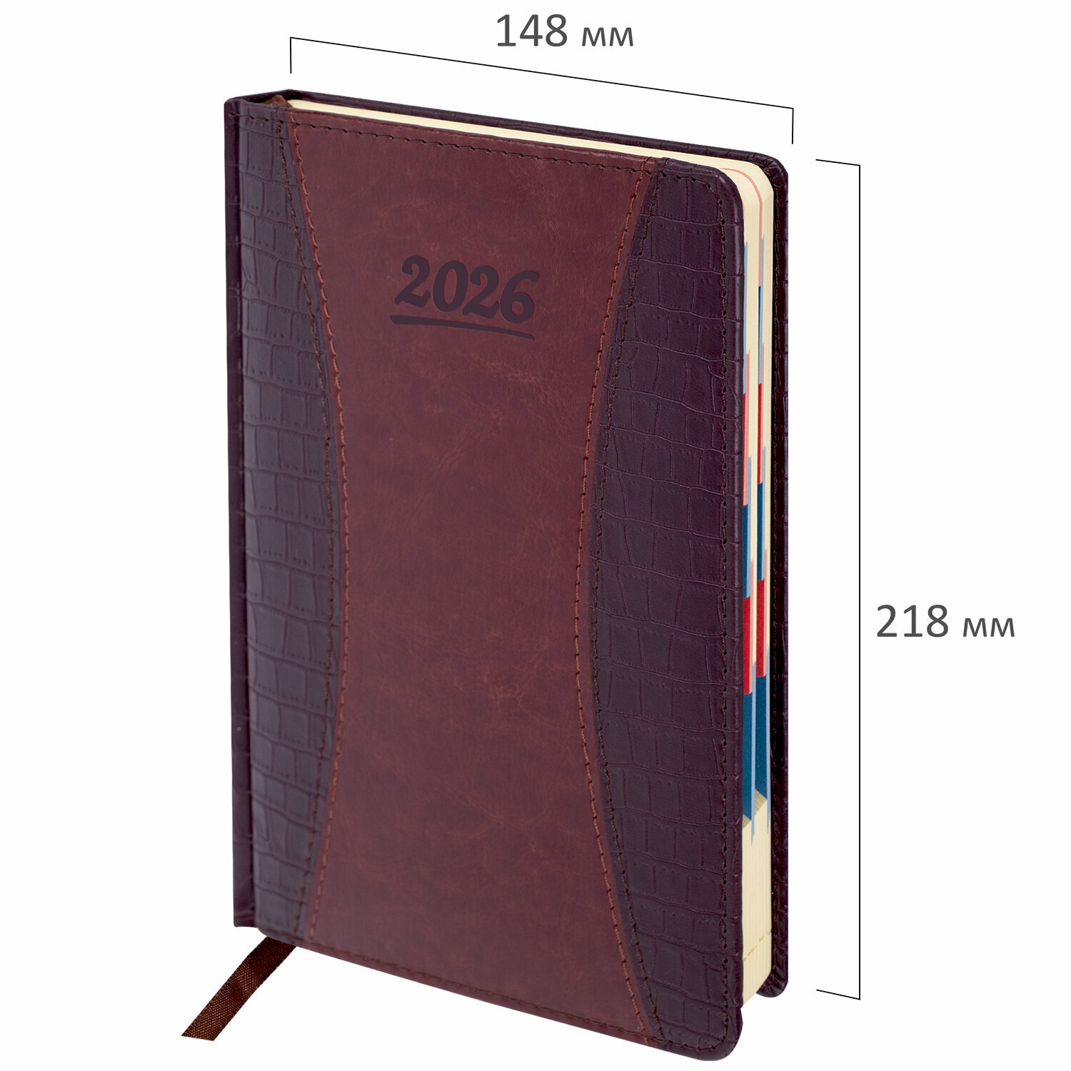 Упаковка 2 шт. Ежедневник датированный 2026 А5 148х218 мм, GALANT "CombiContract", под кожу, коричневый, 117487