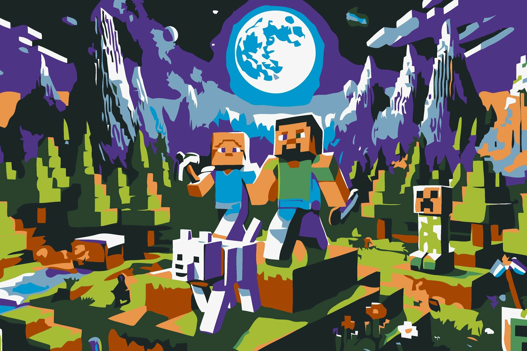 Детская картина по номерам E3312 "Майнкрафт - Minecraft" 20x30