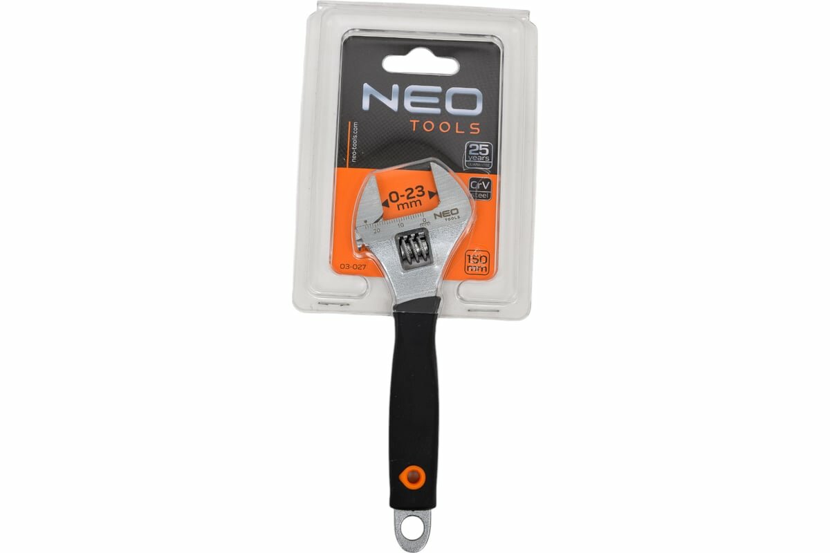 Разводной ключ, 150 мм, рабочий диапазон 0-23 мм NEO Tools 03-027