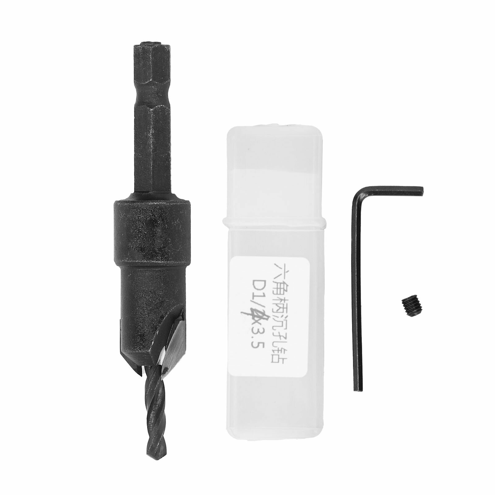 Зенковка 3,5 мм с шестигранным хвостовиком 1/4 дюйма, широкое шлицевое коническое сверло для деревообработки, черная.