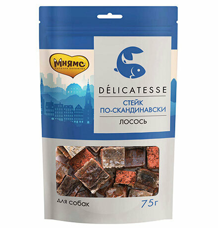 Мнямс Delicatesse Лакомство для собак Стейк по-скандинавски Лосось 75 г