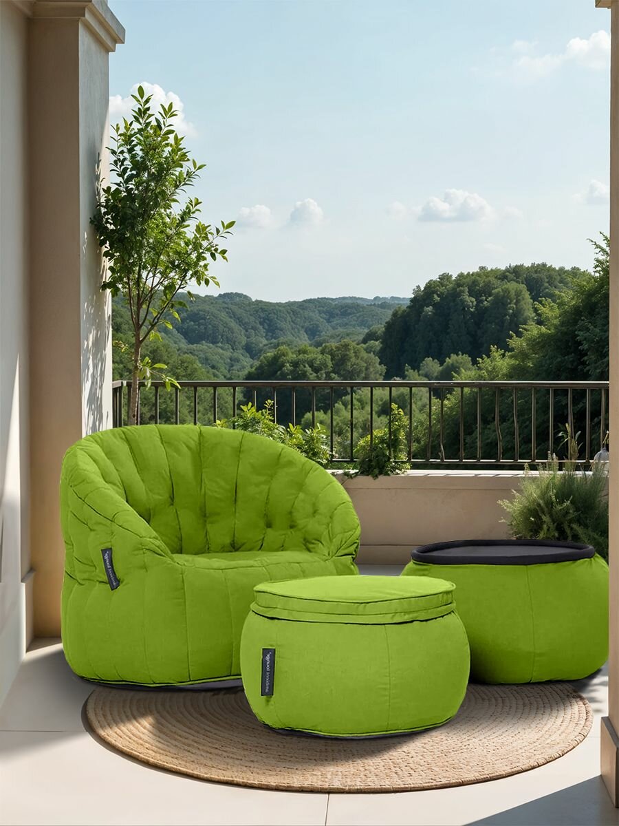 Кресло со столиком для дачи Contempo Package - Limespa (олефин, зеленый) - садовая мягкая мебель для отдыха и релакса