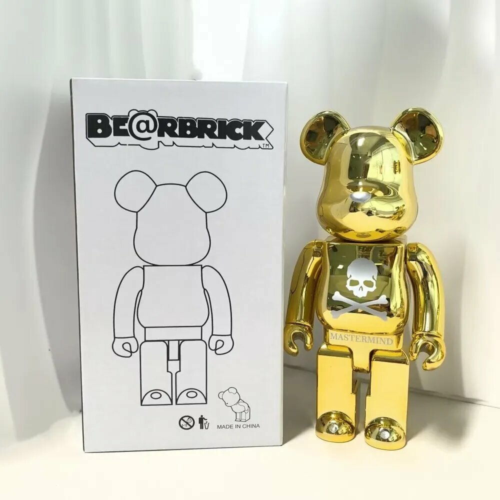 Bearbrick400%28см Игрушечная Статуя Медведя,28, Джинкс, черный, синий, фуксия