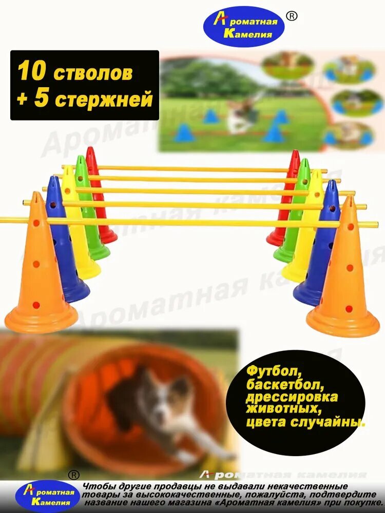 . Набор препятствий для аджилити Dog Activity, Trixie (10конусов 30 см,5перекладины 100см).