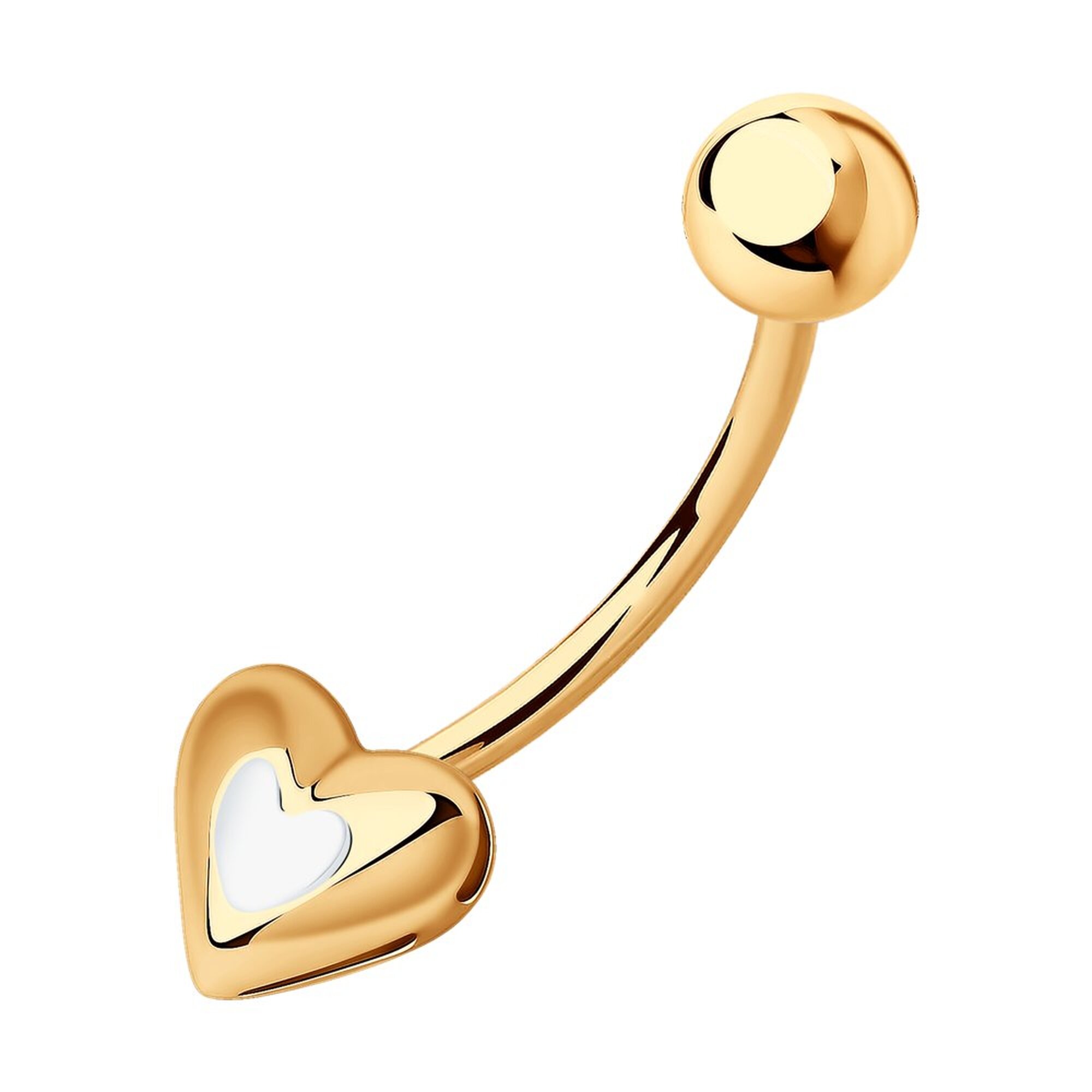 Пирсинг в пупок, красное золото, 585 проба