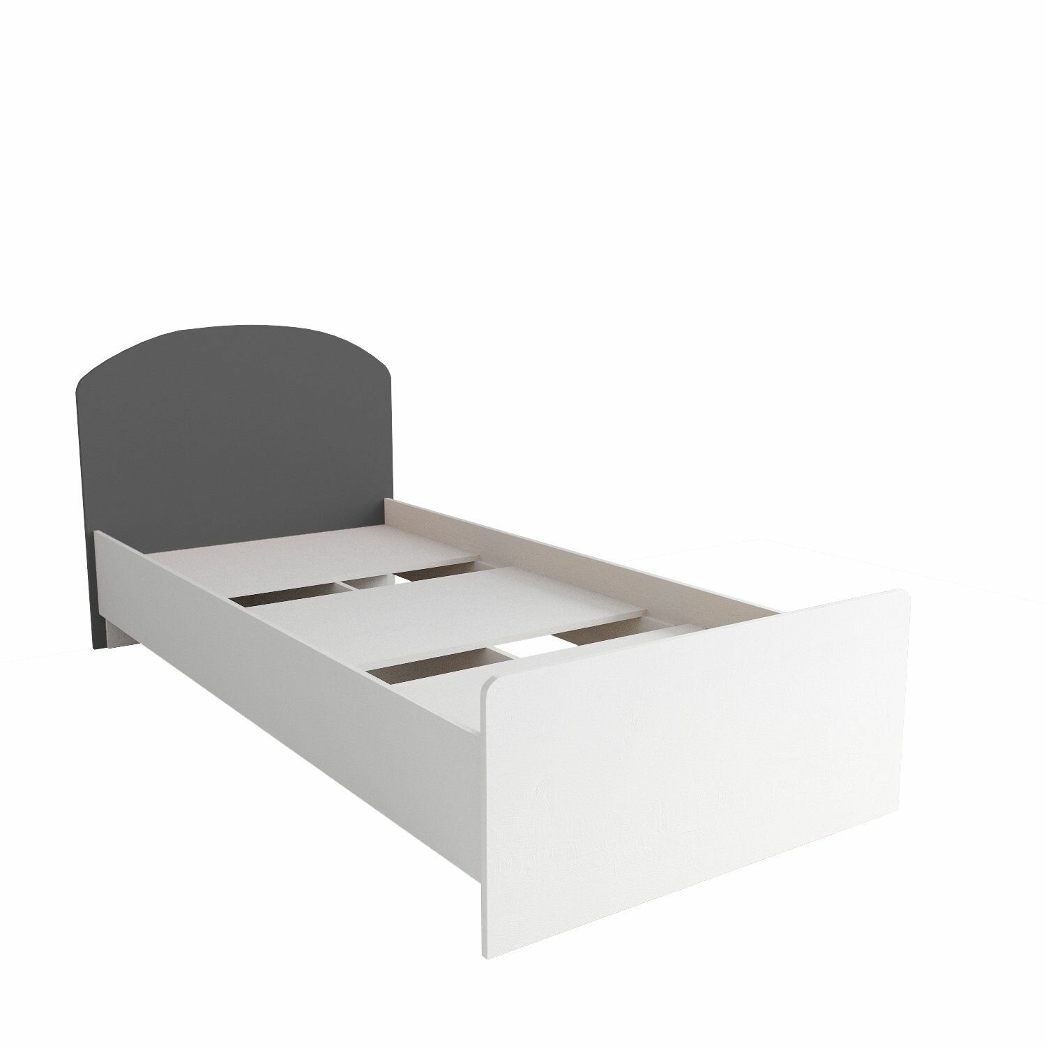 МС Лавис Кровать КРД 900.1 Белый/ Белый софт-Графит софт (ДСВ)