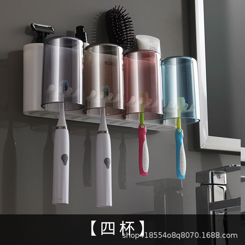 Держатель для зубной щетки Ecoco, пластик, настенный, с чашками