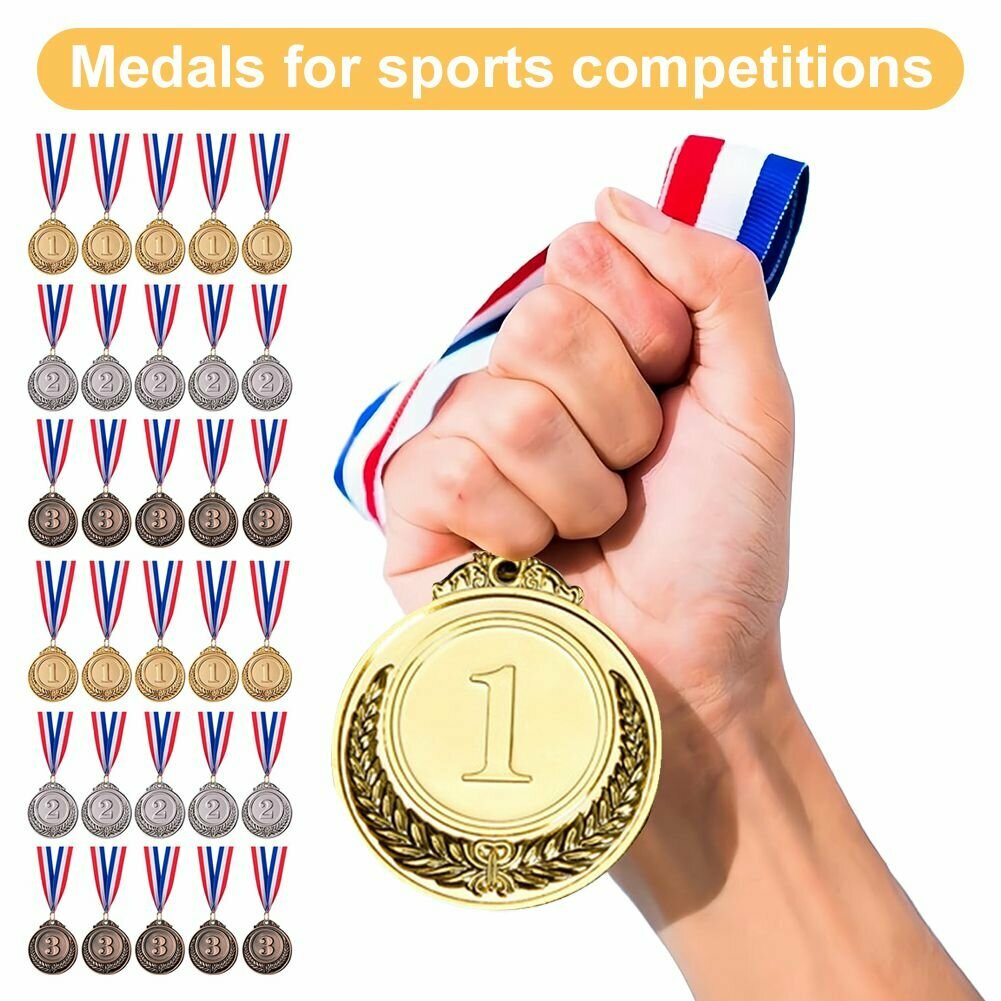 30 шт. Золотые, серебряные и бронзовые медали, по 10 штук в каждой, медали для победителей