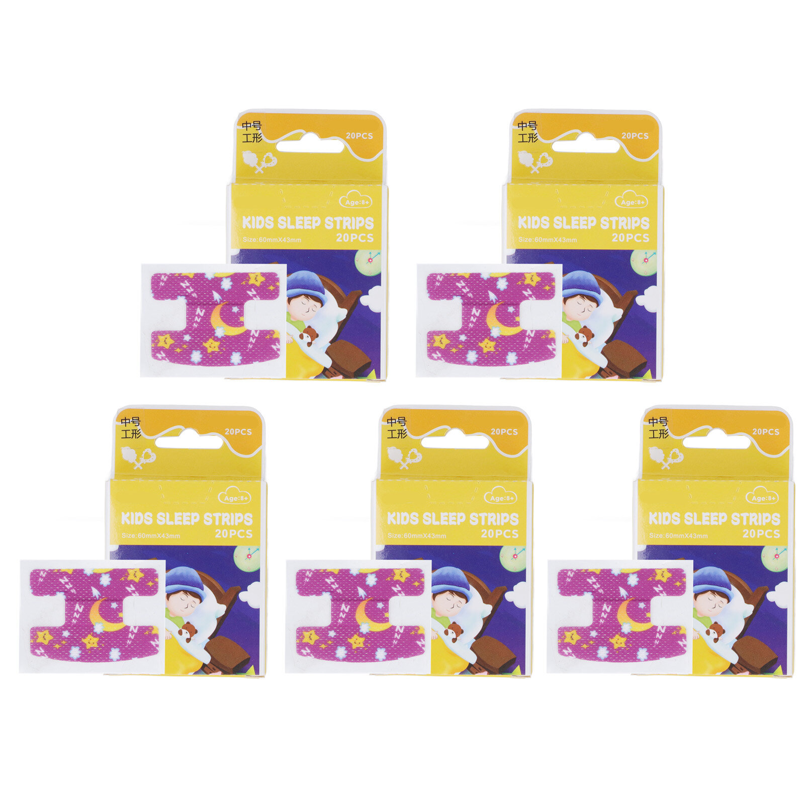 5 коробок, детская лента для рта, уменьшает храп, улучшает сон, способствует плавному дыханию, пластыри для рта в форме MH