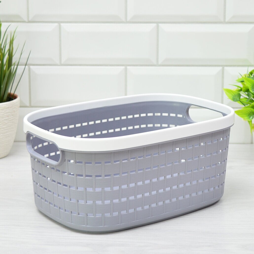 Корзина для хранения 30х21х13.5см пластик, ручки, универсальная уборка