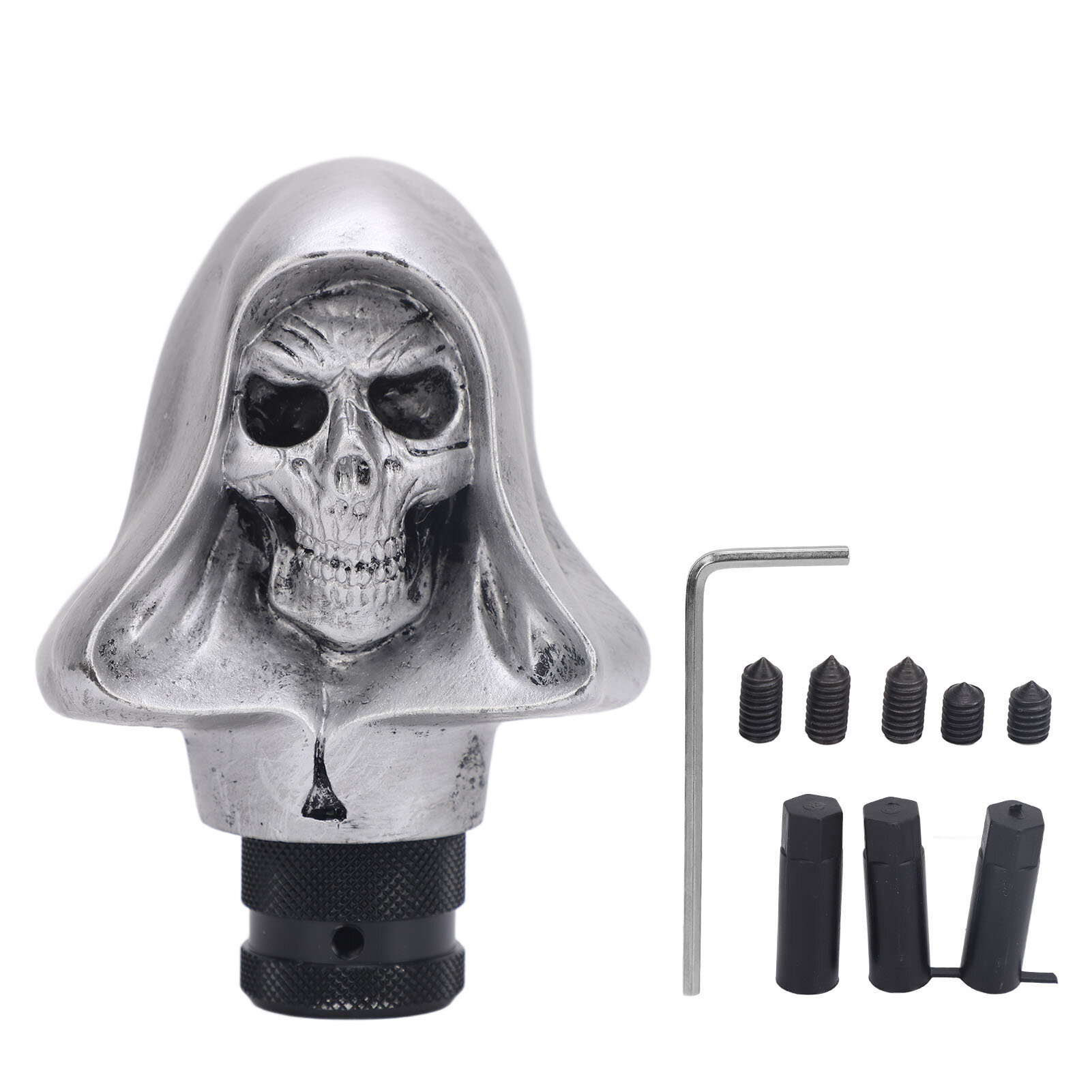 Ручка переключения передач в виде Черепа Универсальные Ручки Переключения Передач в виде Скелета из Смолы для Большинства Механических Коробок Передач Серебристого Цвета