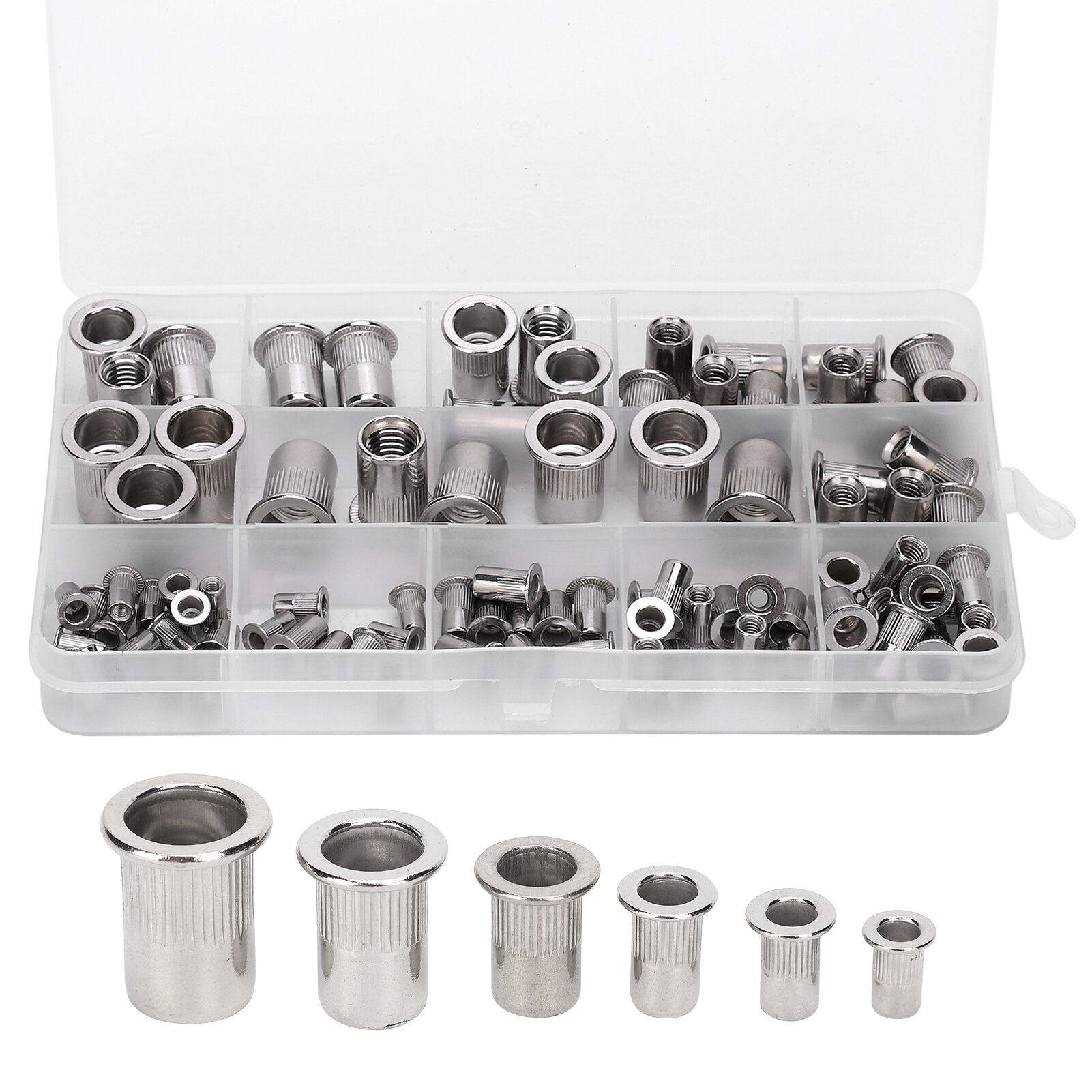 93pcs из нержавеющей стали заклепки для заклепки M3/4/5/6/8/10 Комбинированная вертикальная резьба крепеж