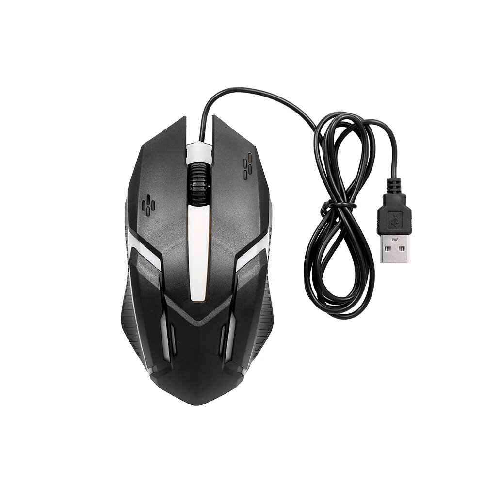 CM-818 Wired Optical Mouse Gaming 1200DPI USB Ergonomic with Colorful Breathing Light Black