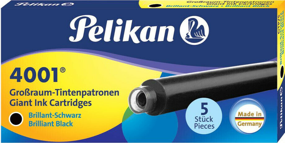 Картридж Pelikan Ink 4001 Giant GTP/5 (PL310615) Brilliant Black чернила для ручек перьевых (5шт)