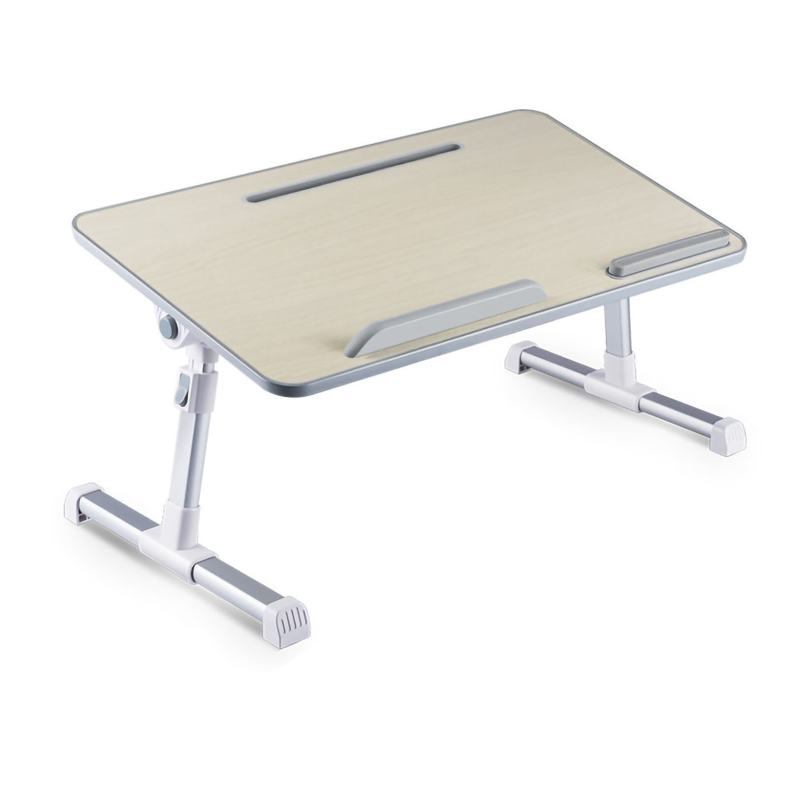 Bed Folding Table Aluminium Alloy Skid Resistance Double Baffle Lap Standing Desk for Home Dormitory Grey