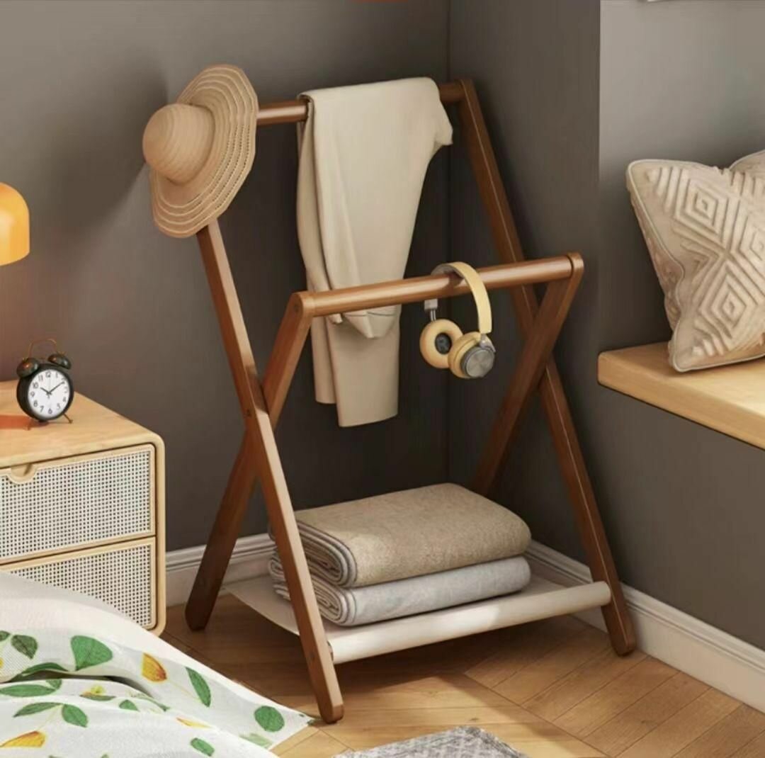 Бытовой стеллаж для одежды и аксессуаров, складной, ABS-пластик, коричневый