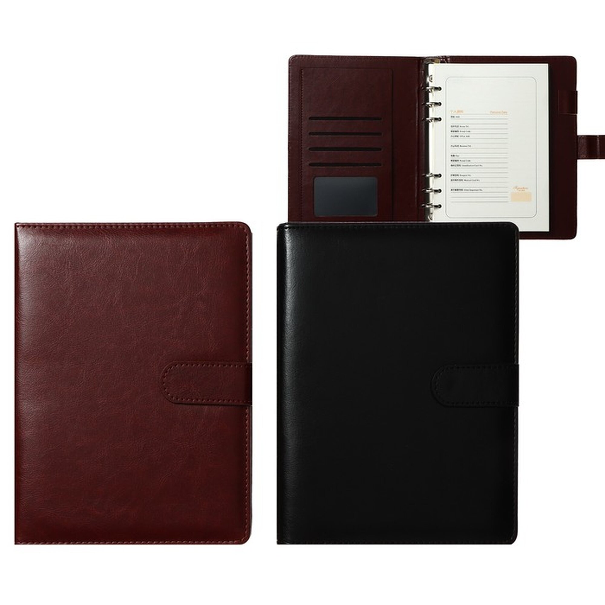 Органайзер на кольцах "Классика", А5 96 листов, линия, с хлястиком, микс