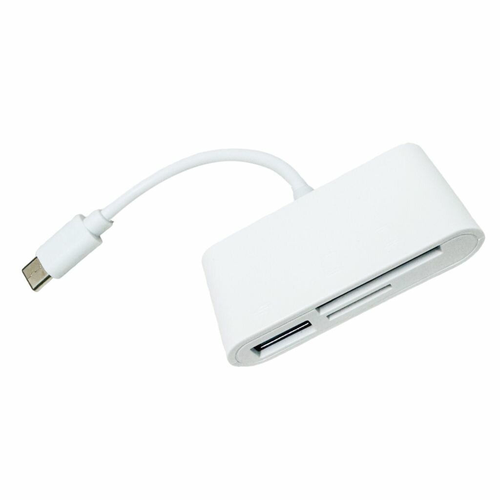 Картридер с 3 слотами USB C для TF для камеры, телефона и ноутбука, Белый