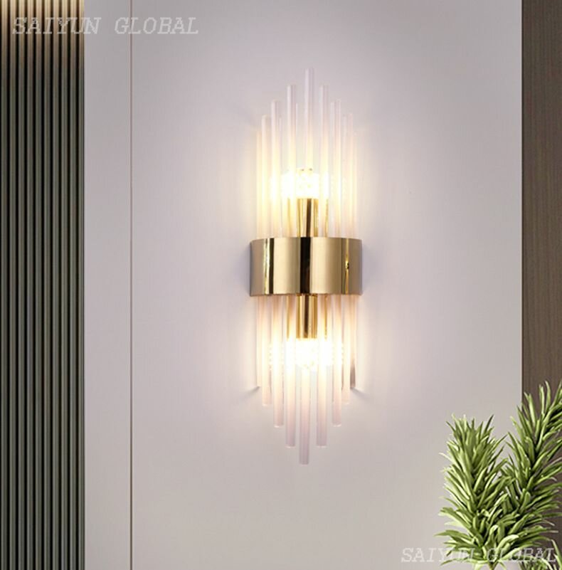 35CM Современный роскошный золотой светодиодный настенный светильник бра для внутреннего оформления Гостиной Спальни лестницы