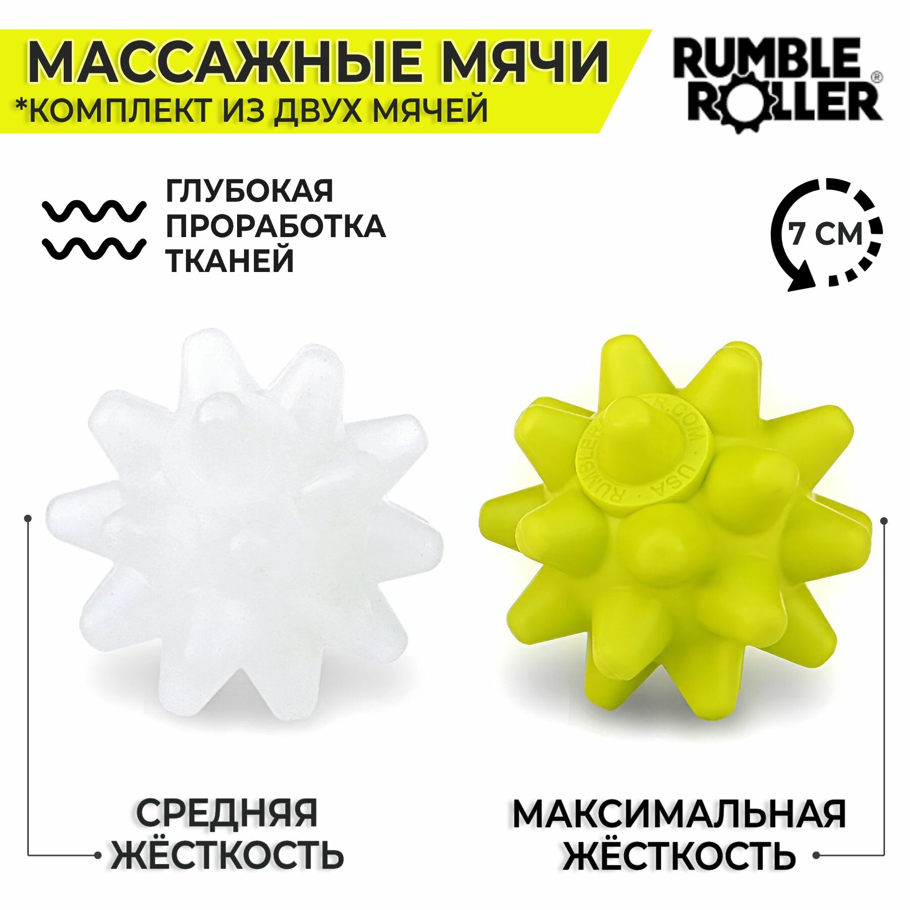 Массажный мяч спортивный с подставкой для МФР RumbleRoller Original Beastie Ball, жесткость стандартная