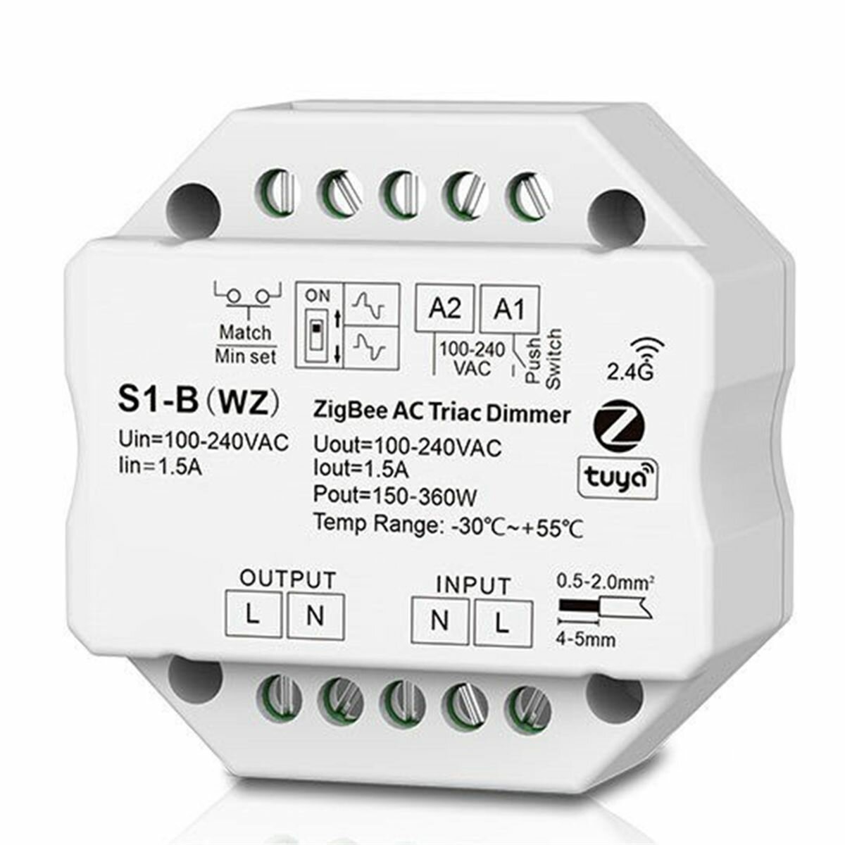 S1-B Tuya Zigbee RF AC Triac Dimmer LED Controller Push Switch Control 110V 220V 230V Smart Life APP для Alexa Assistant