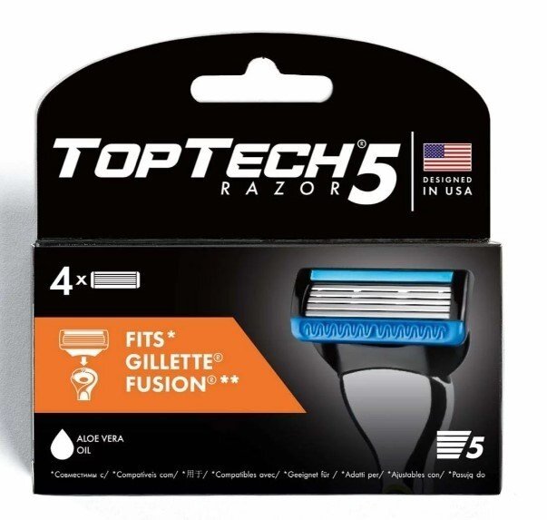 Кассеты сменные для бритья TOPTECH Razor 5, 4шт, совместимы с Fusion