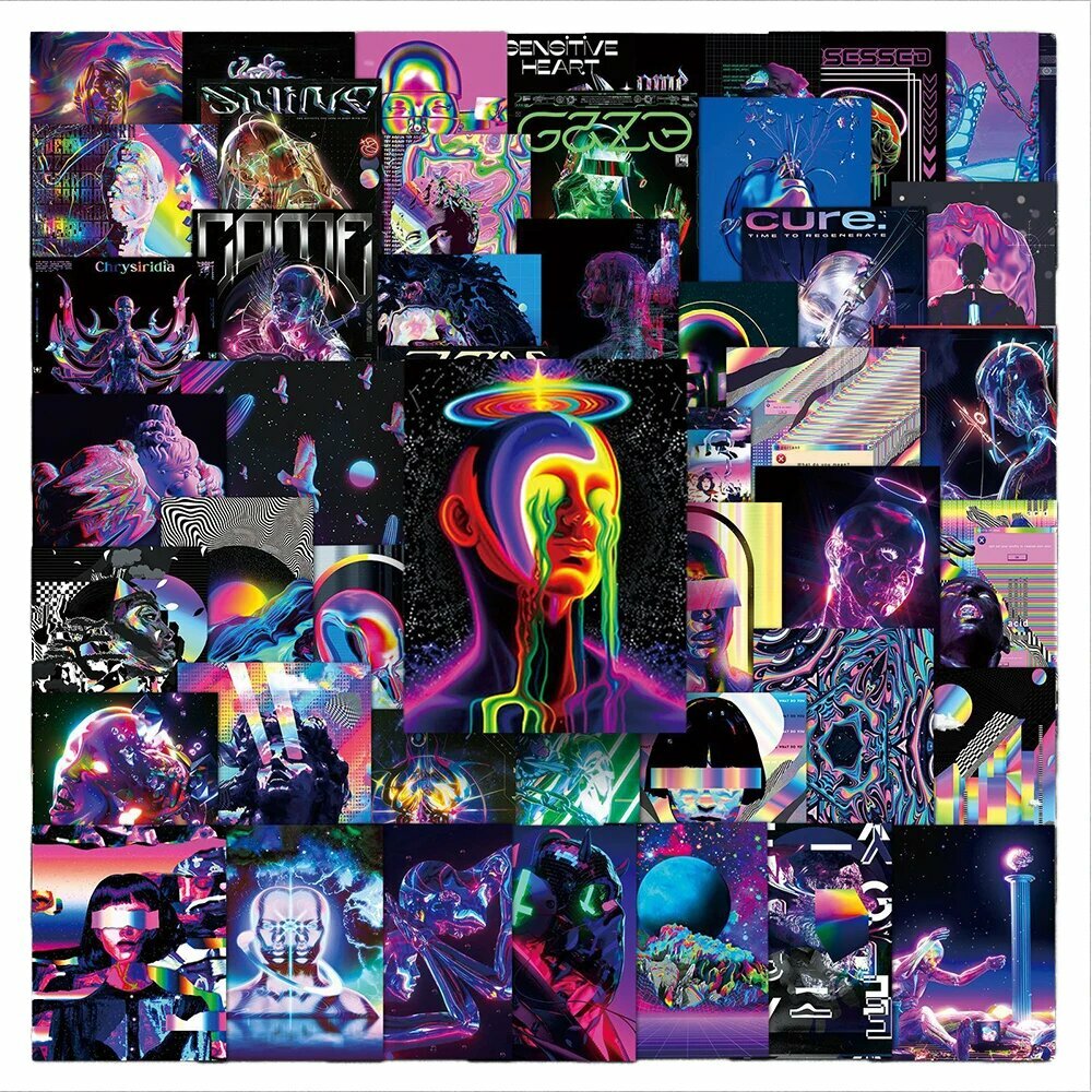 Набор психоделических мультяшных наклеек 10PCS